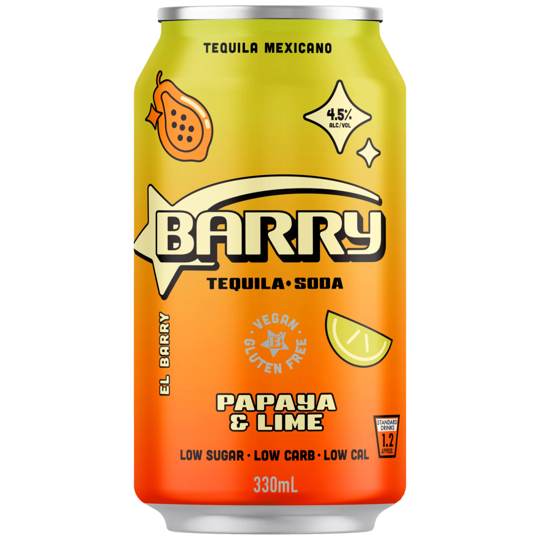 Barry Papaya & Lime Tequila Soda Can 330ml – Parkhill Cellars